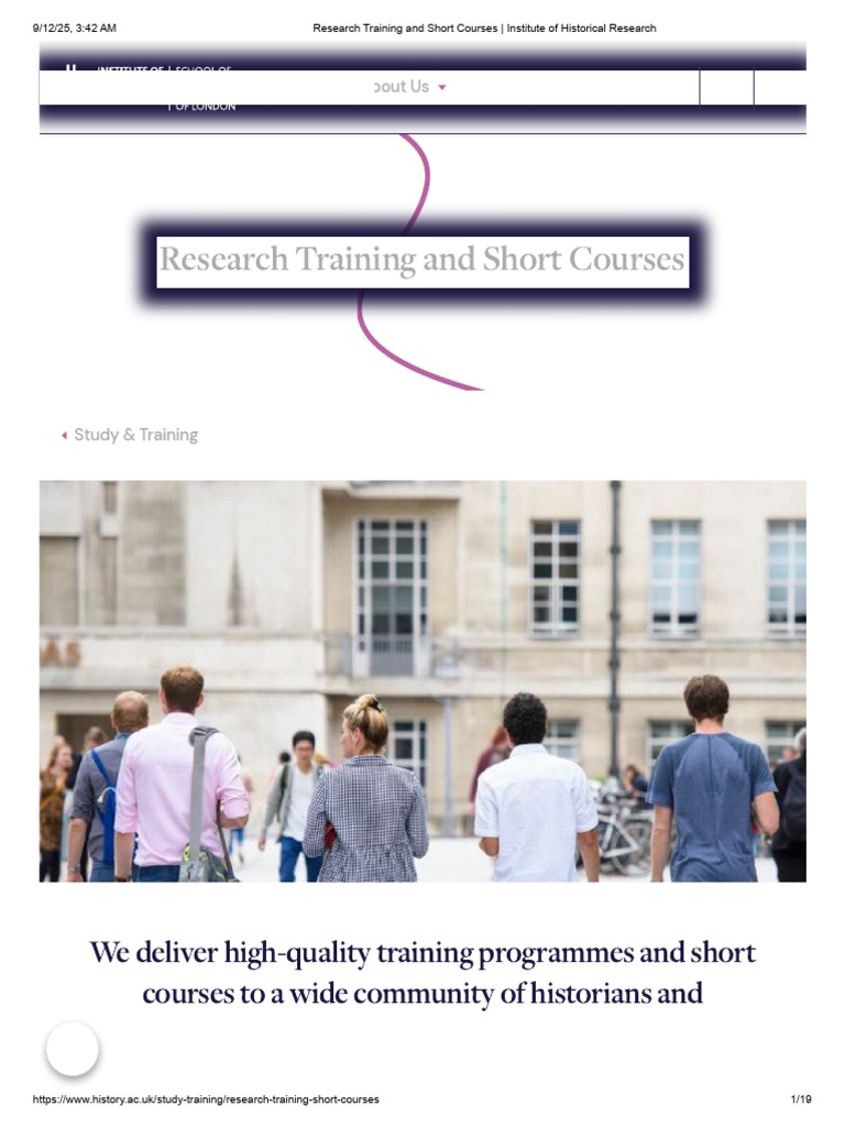 Research Training and Short Courses _ Institute of Historical Research ...
