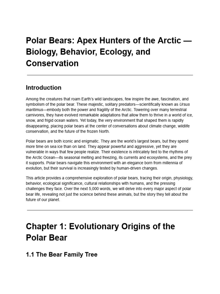 Polar Bears: Ecology and Conservation Insights | PDF | Polar Bear | Bears