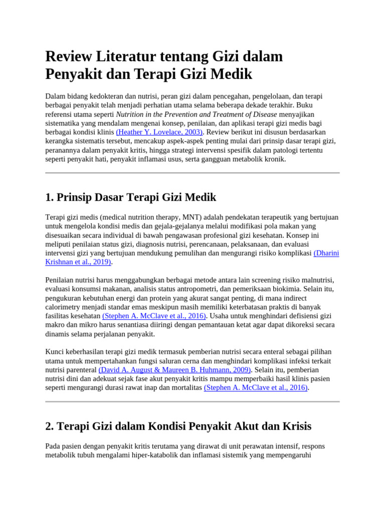 Peran Terapi Gizi dalam Penyakit Medis | PDF