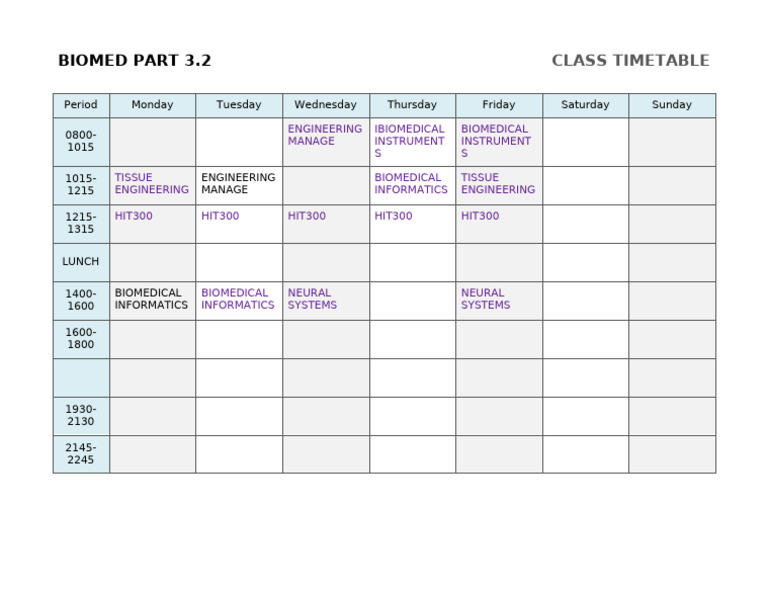 Time Table | PDF