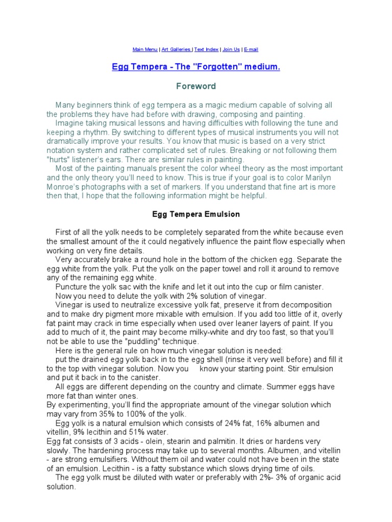 Egg Tempera and Maroger Medium Recipes | PDF | Art