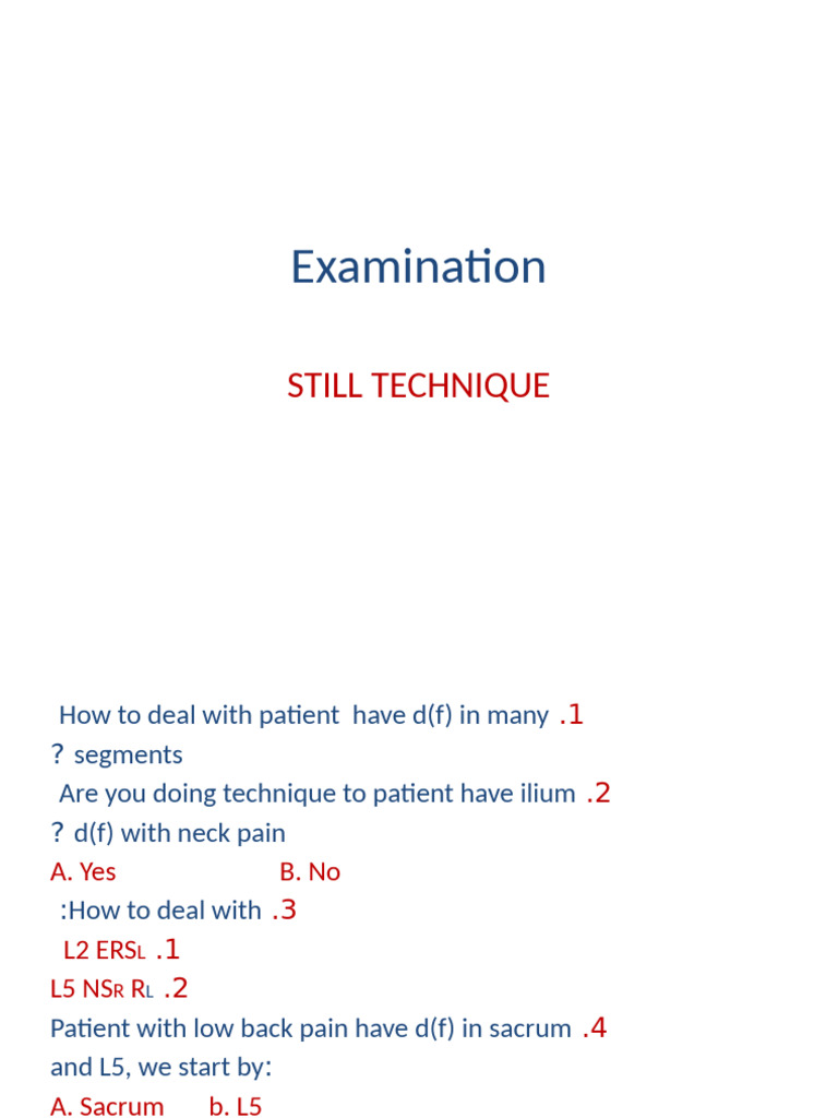 Examination: Still Technique | PDF