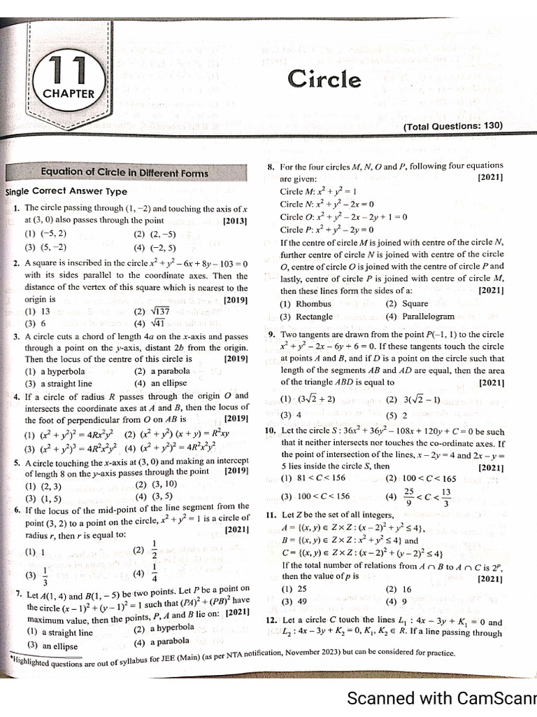 Circle Jee Pyqs | PDF