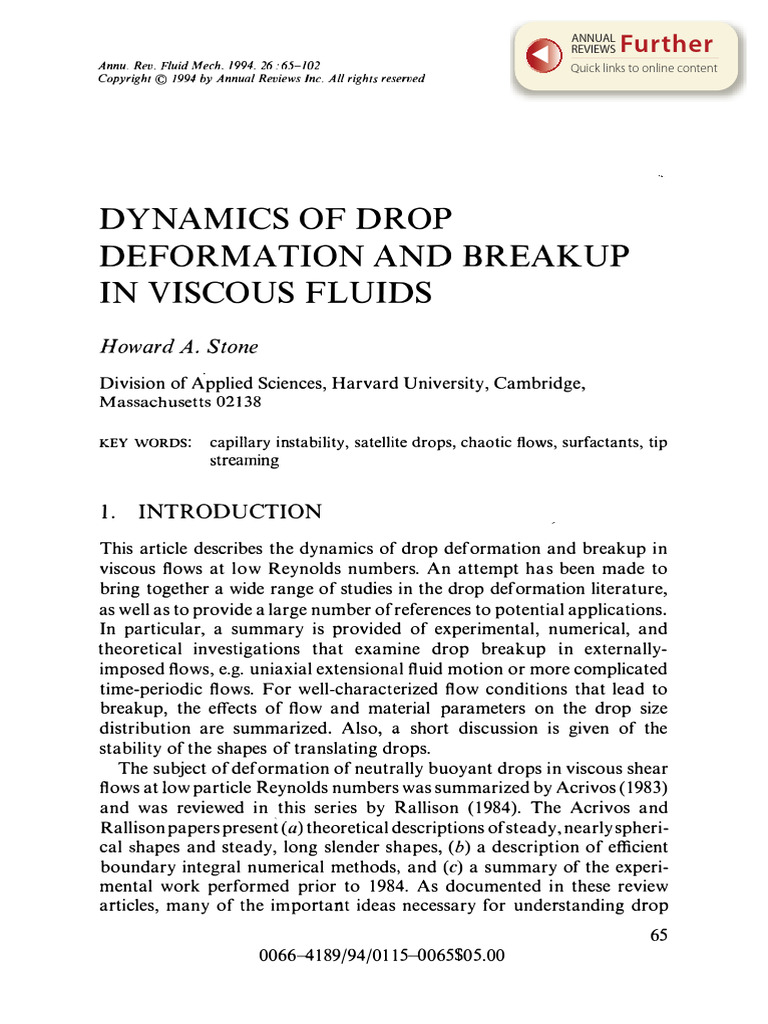 Drop Dynamics in Viscous Fluids | PDF | Viscosity | Stress (Mechanics)
