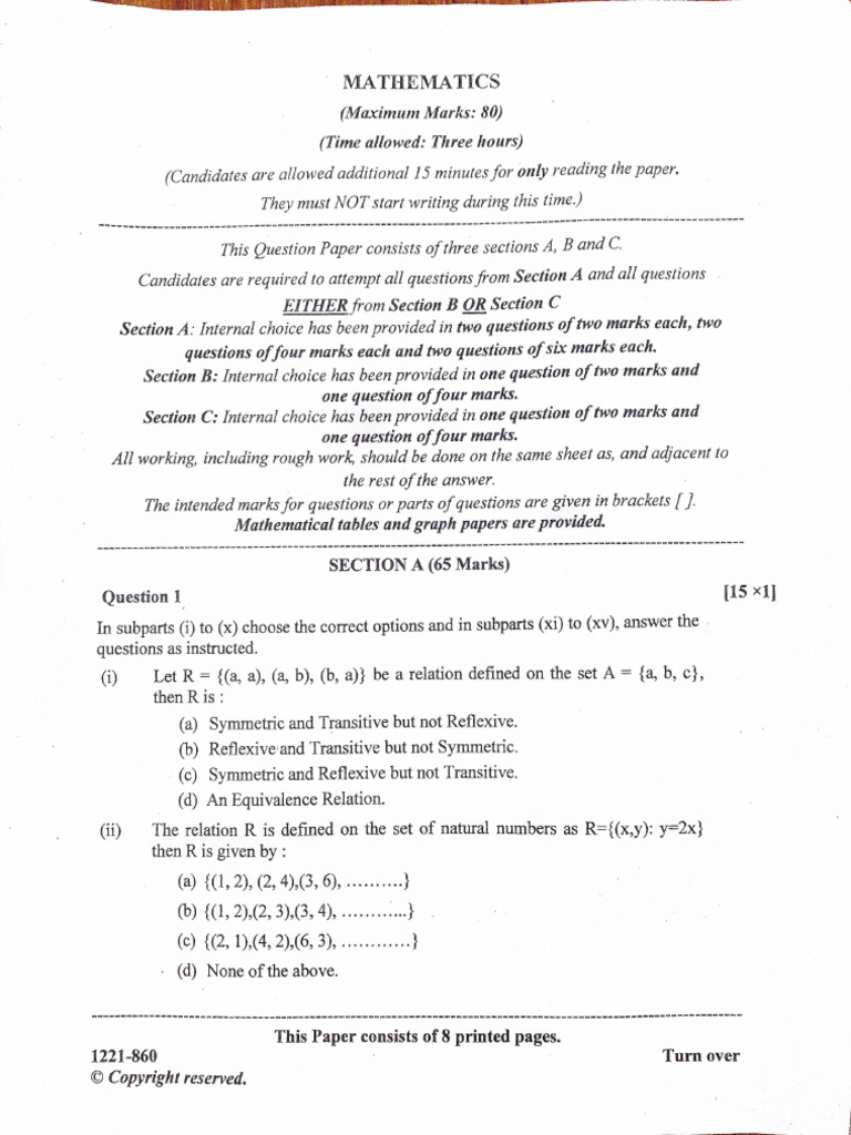 ISC 2021 Mathematics | PDF
