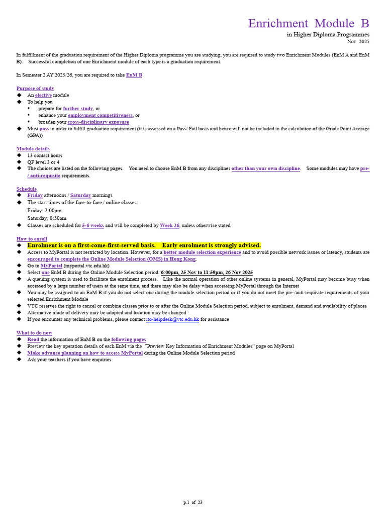 EnM B Leaflet - 2526 - Sem2 (2025.11.10) - V4 | PDF