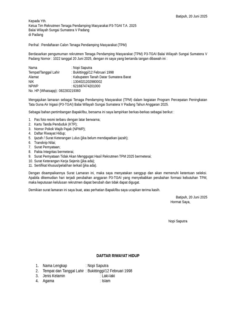 Pendaftaran Tenaga Pendamping Masyarakat 2025 | PDF