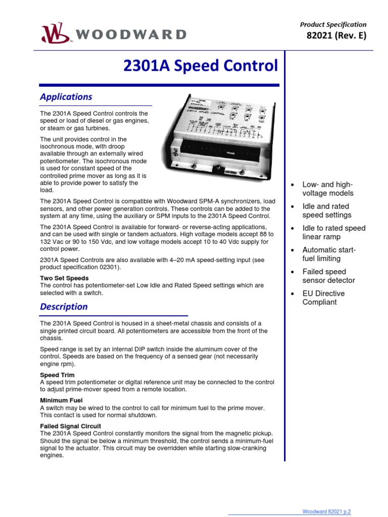 2301A Speed Control: Applications | PDF | Switch | Engines