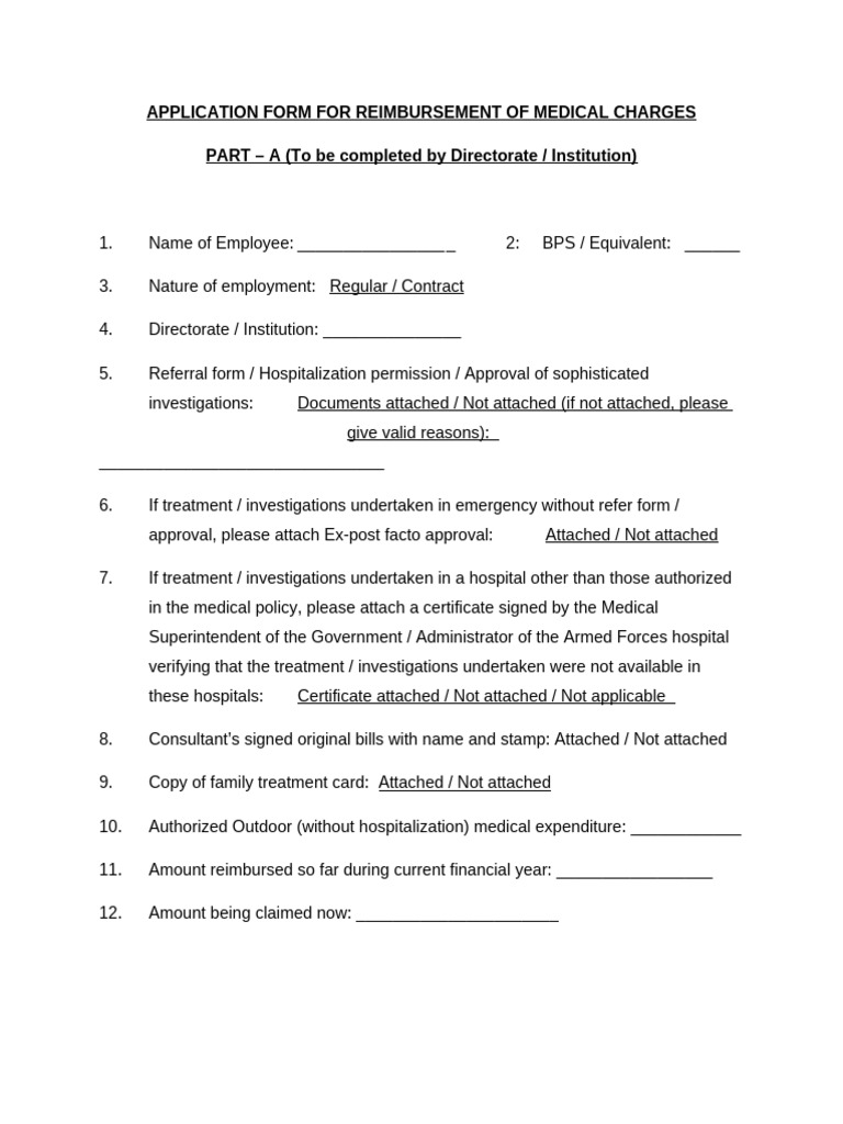Reimbursement Medical Claim Form | PDF