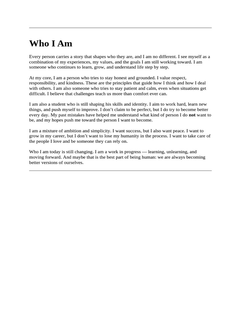 Essay On Who I Am | PDF