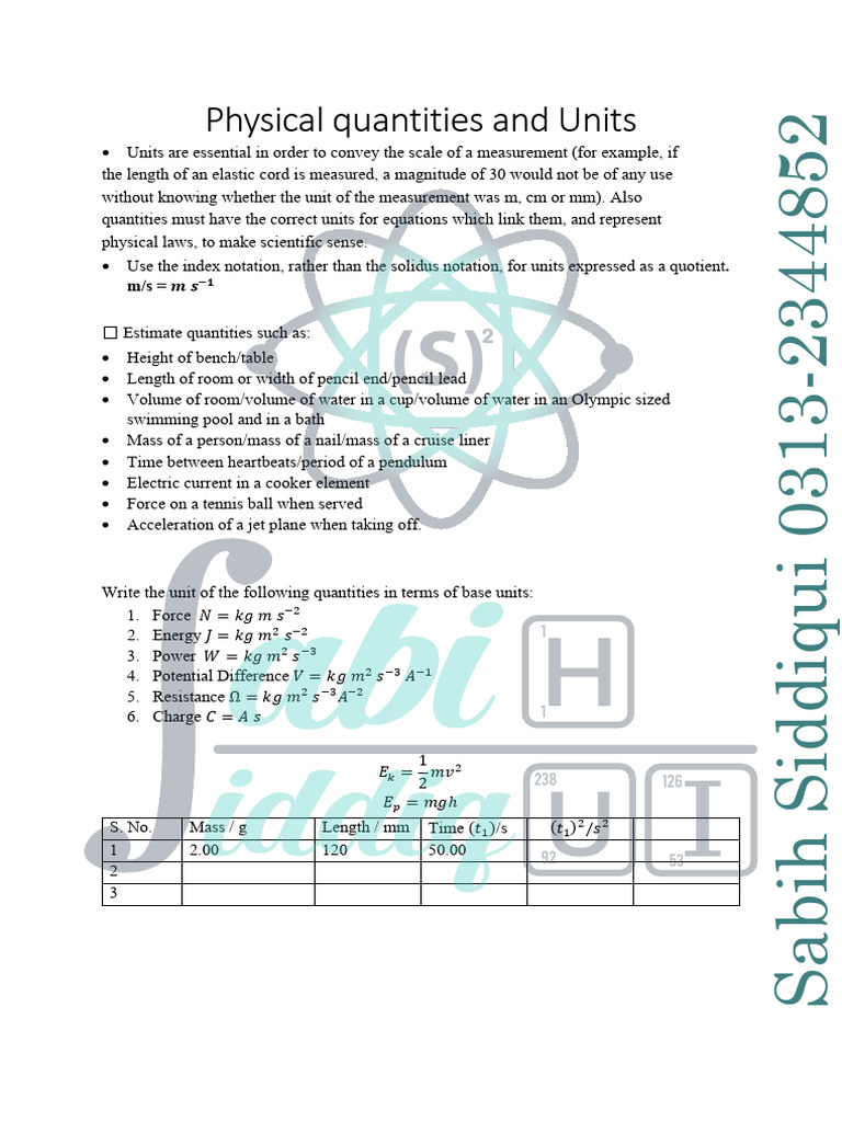 Understanding Physical Quantities and Units | PDF | Quantity | Mass