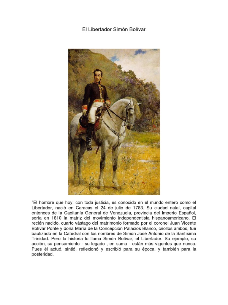 Biografia de El Libertador Simón Bolívar | PDF | Perú | Venezuela