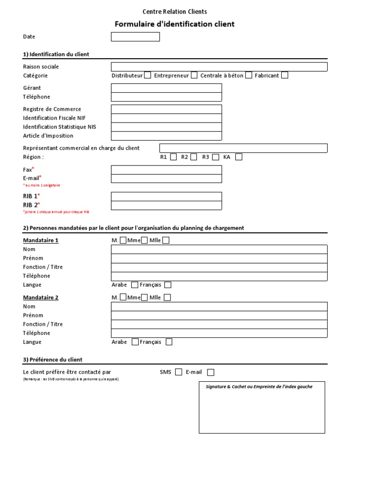 Fiche d'identification client PDF | PDF