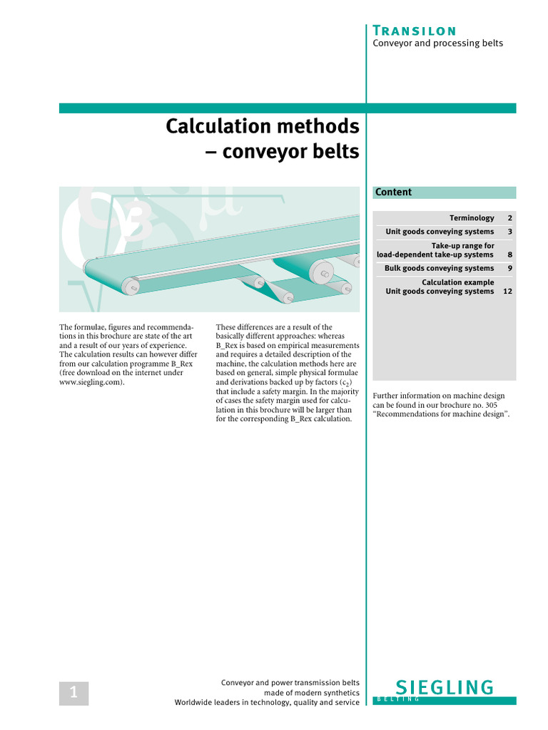 Conveyor Belt Calculation Methods Guide | PDF | Business