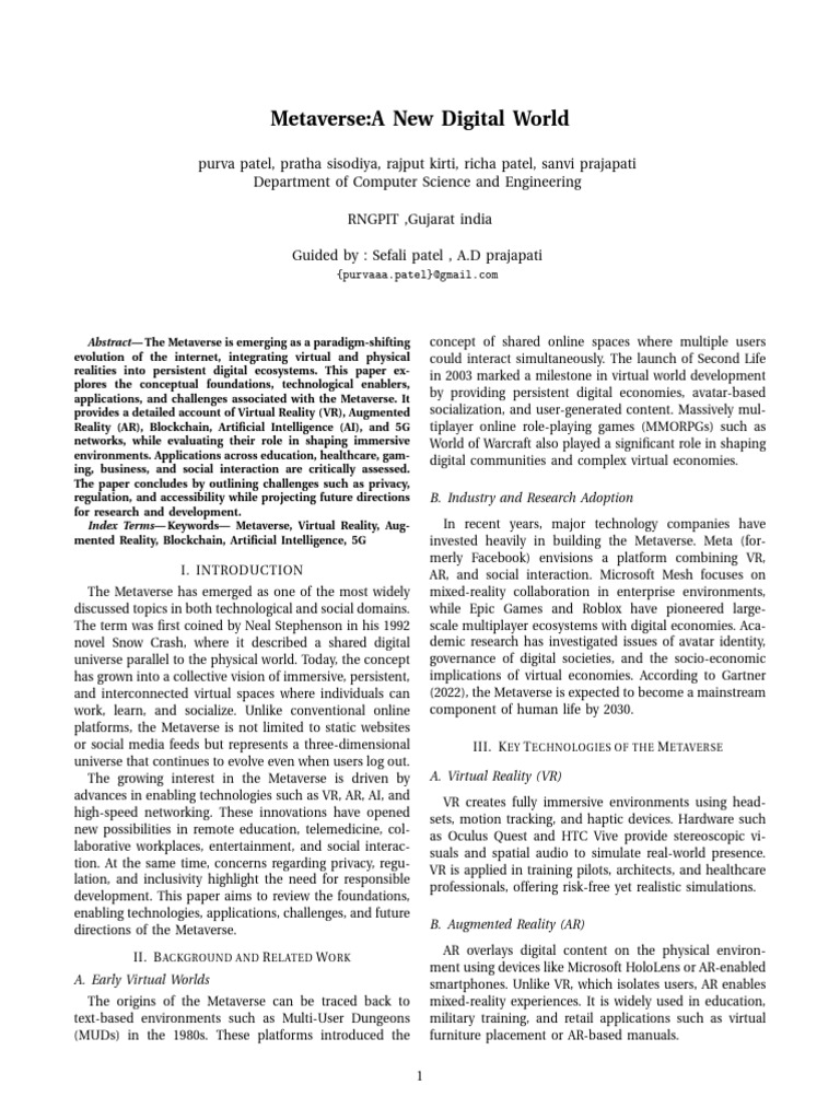 Group 11 Metaverse A New Digital World | PDF | Virtual Reality ...