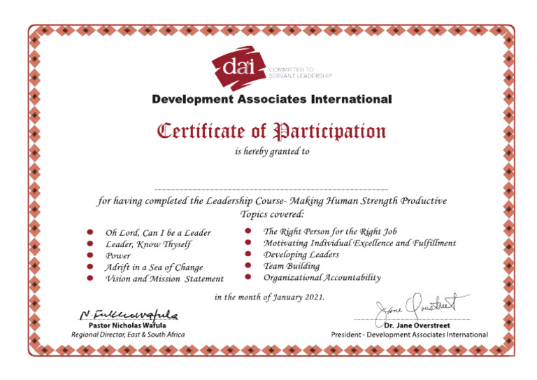 DAI Certificate | PDF