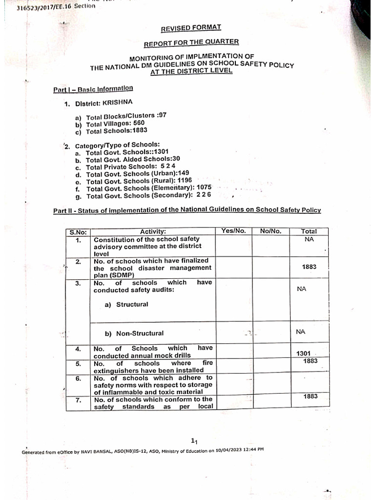 School Safety Proforma July September, 2025 | PDF