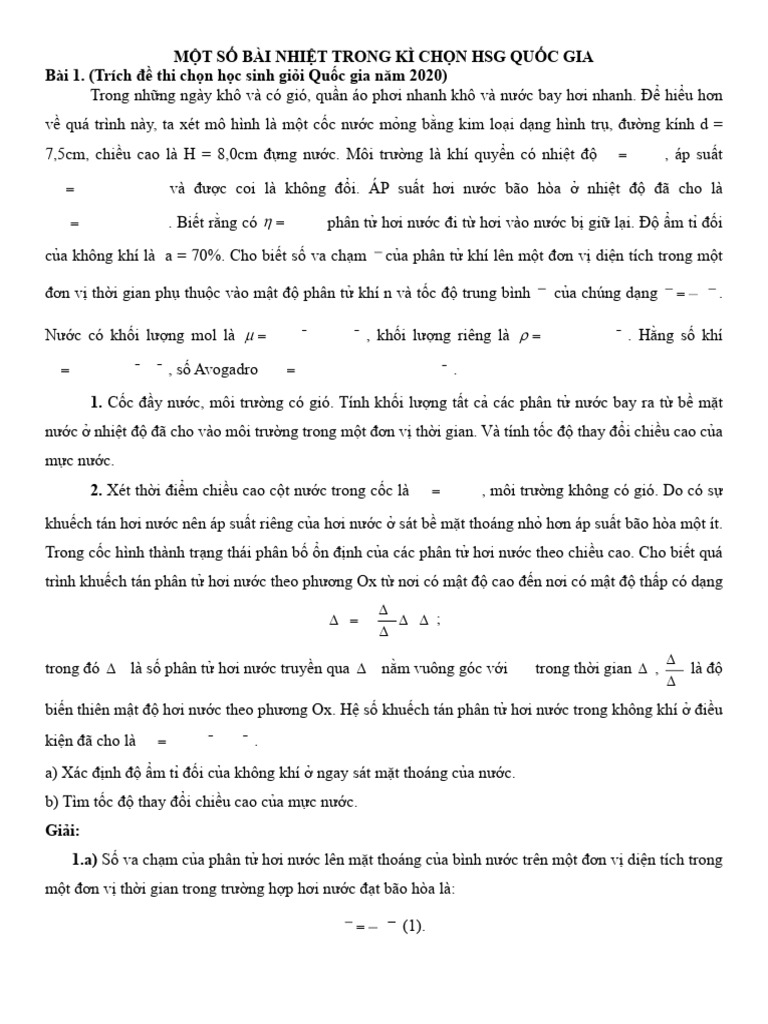 Một Số Bài Nhiệt Trong Kì Chọn Hsg Quốc Gia (Edit 2025) | PDF