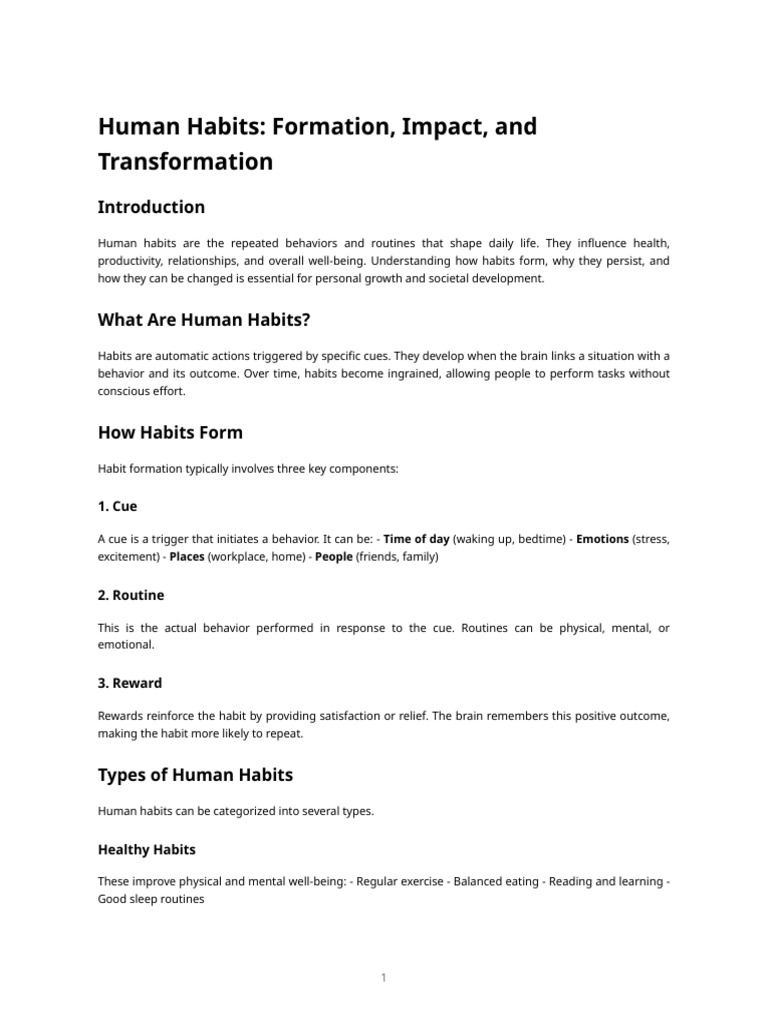 Human Habits Paper | PDF | Habits | Psychological Concepts
