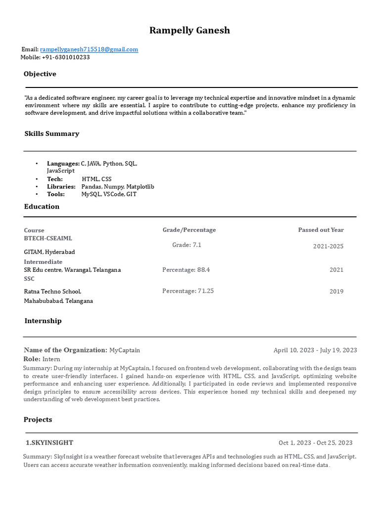 Ganesh Resume | PDF | Web Development | Computing