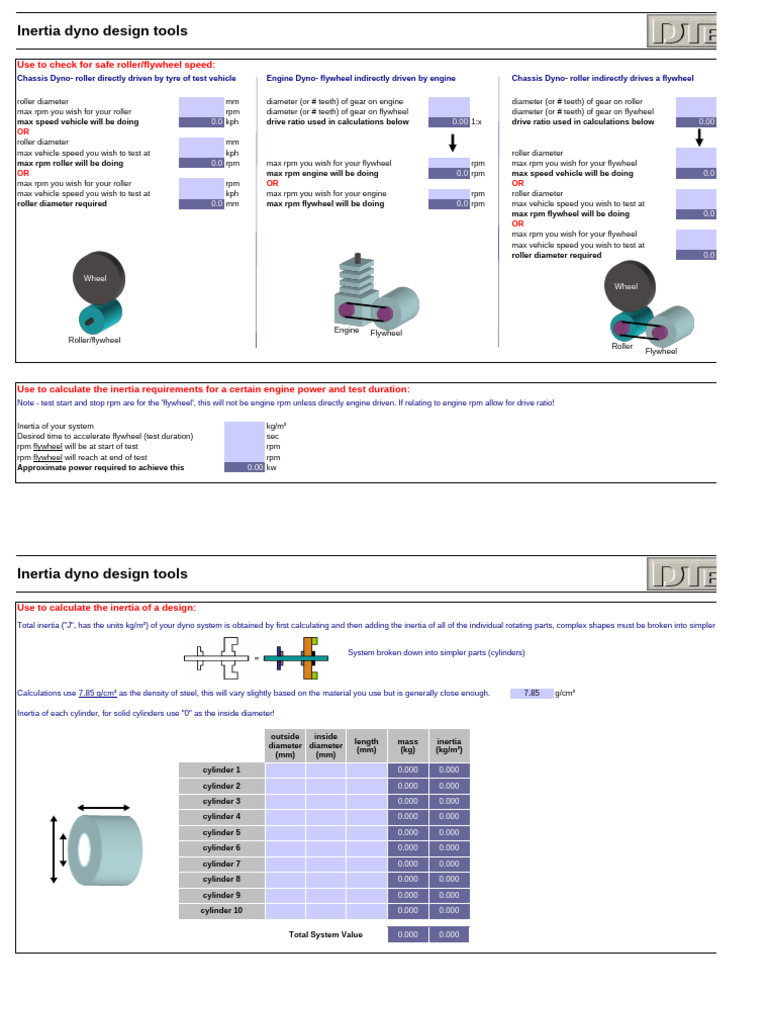 Inertia Dyno Design Calculation Tools | PDF | Mechanical Engineering
