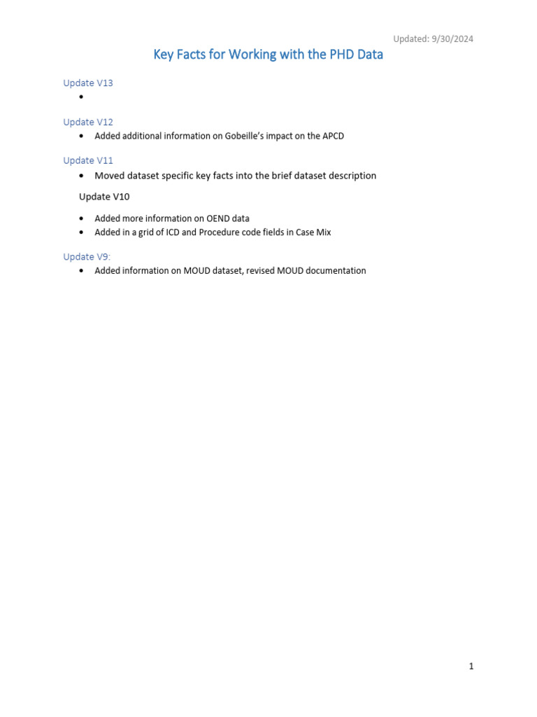 Key Facts for PHD Data Analysis | PDF | Medicare (United States ...