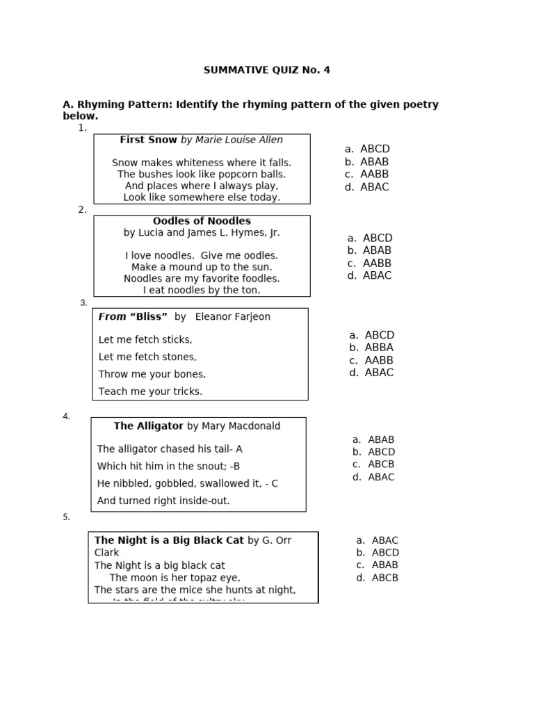 Summative 4 | PDF | Poetry | Metre (Poetry)