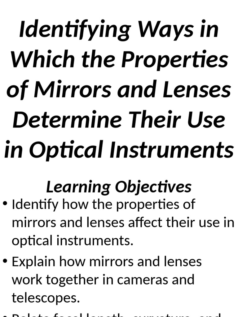 Mirrors and Lenses in Optical Instruments | PDF | Optics | Mirror