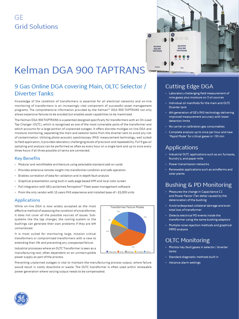 Kelman DGA 900 Taptrans Brochure en 230327 Grid GEA 33185 A4 R002 Hr | PDF | Transformer