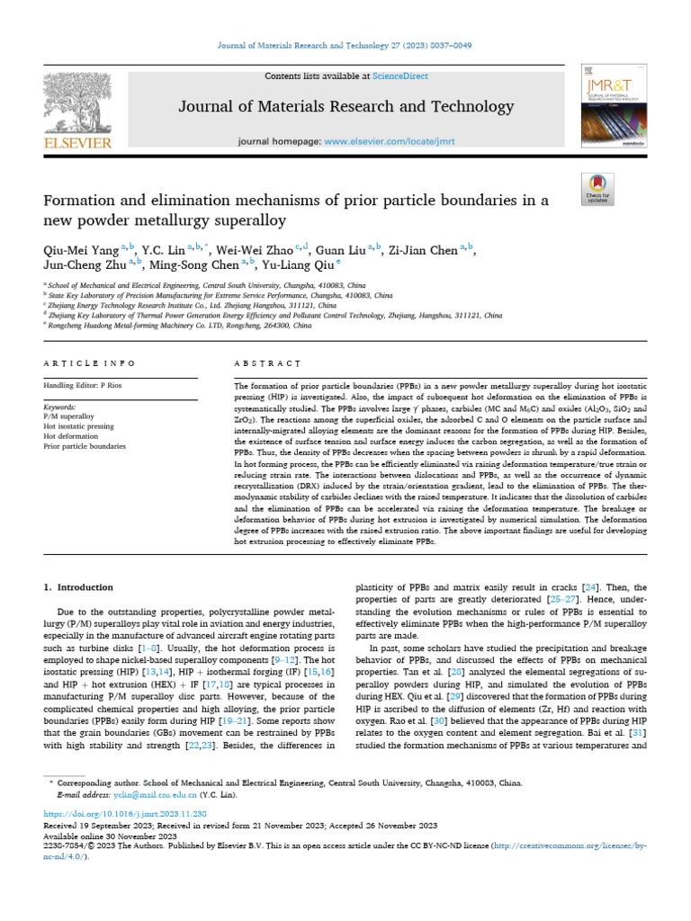 Formation and Elimination Mechanisms of Prior Particle Boundaries in A ...