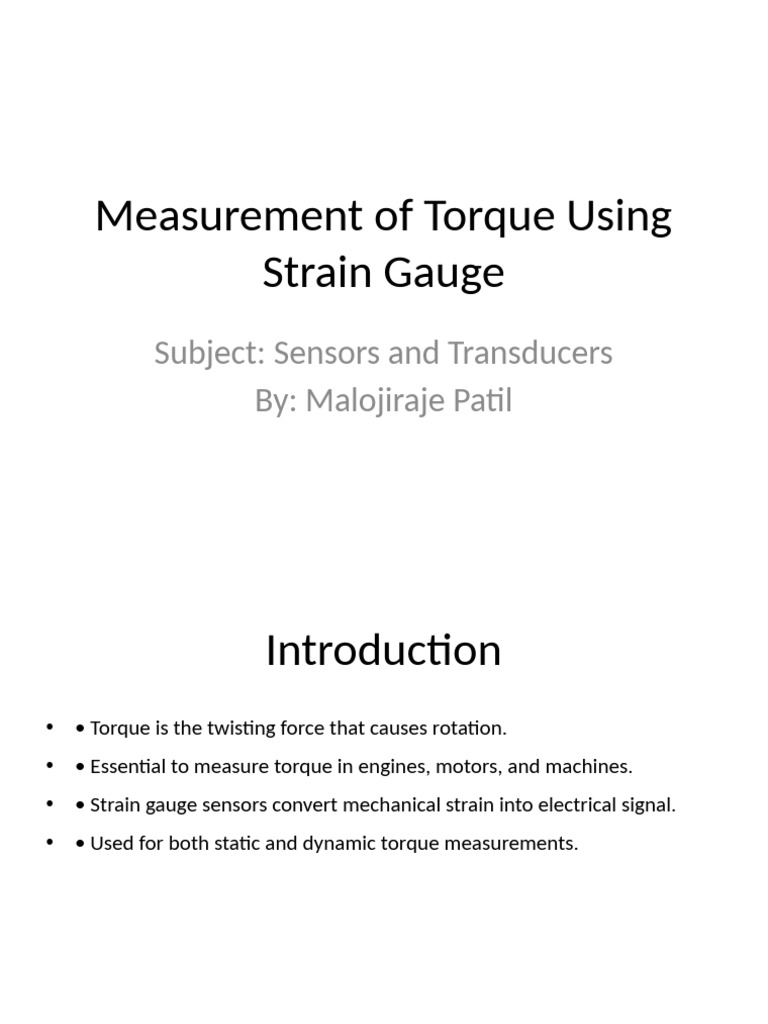 Measurement of Torque Using Strain Gauge | PDF