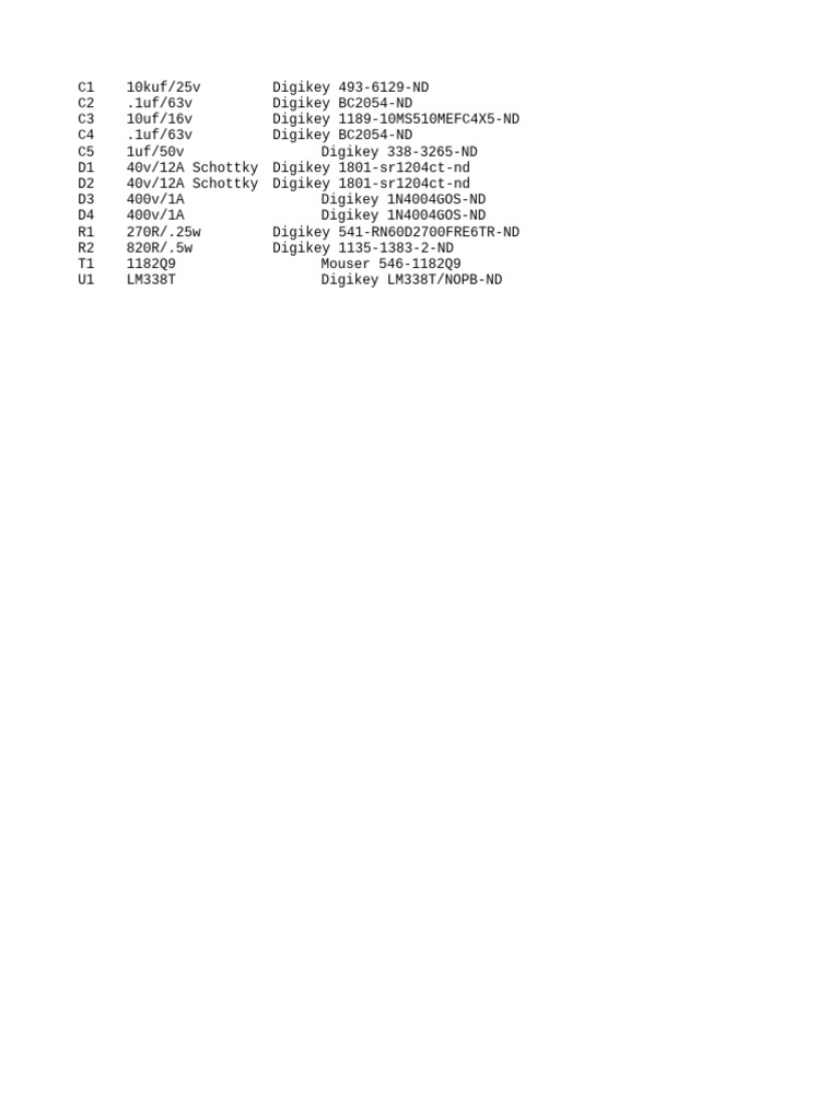 5v 5A Linear Parts List | PDF