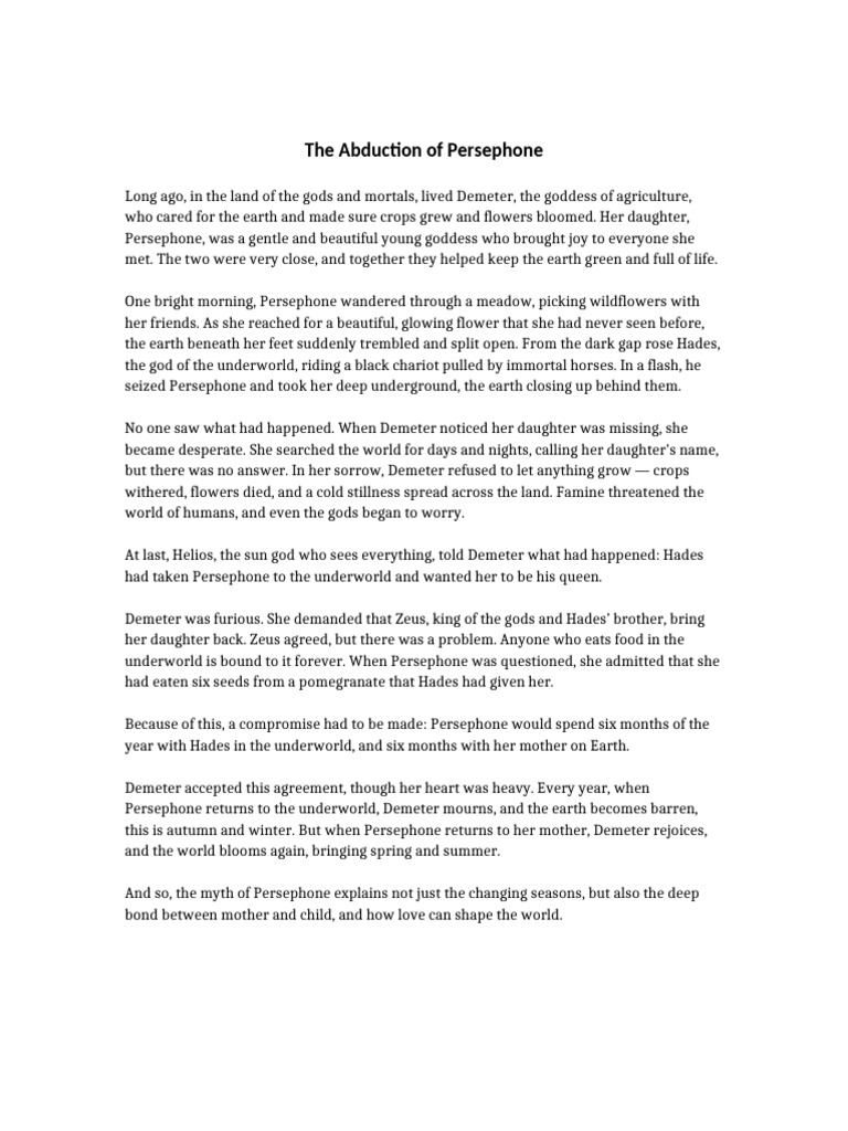 The Abduction of Persephone | PDF