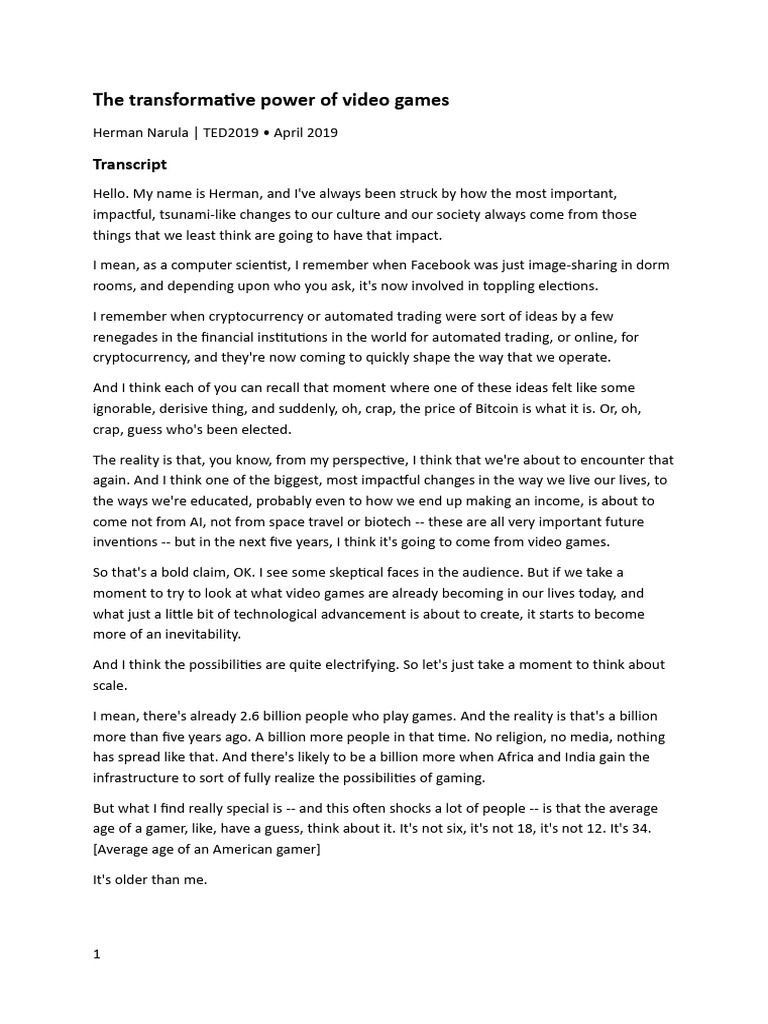 Narula, H. (2019) - The Transformative Power of Video Games TRANSCRIPT ...
