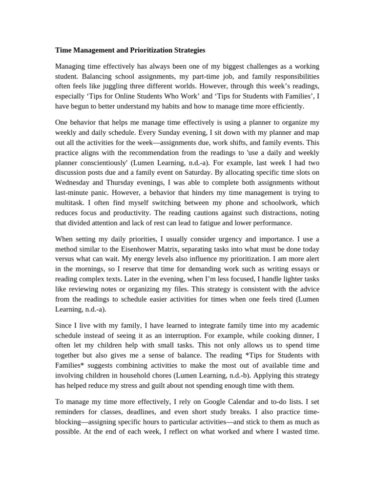Time Management and Prioritization Strategies | PDF | Time Management ...