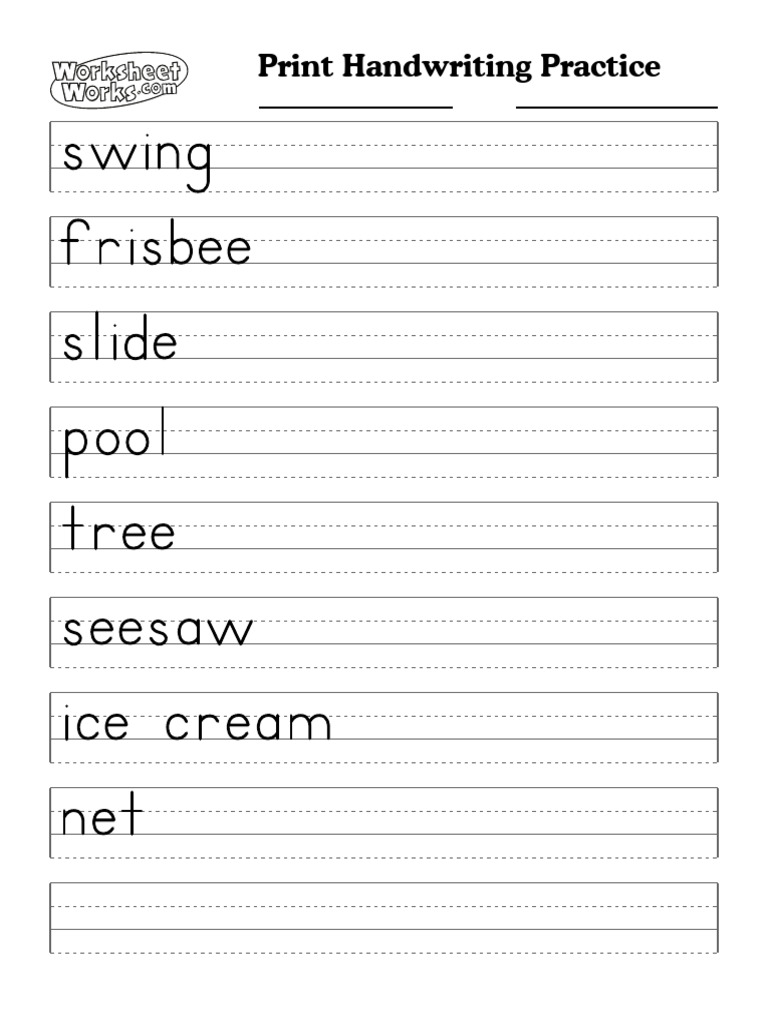 WorksheetWorks Print Handwriting Practice 1 | PDF