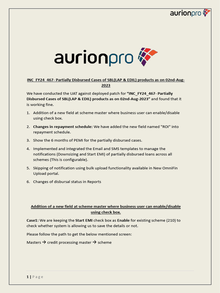 UAT - Evidence - INC - FY24 - 467 - Partially Disbursed Cases of SBL ...