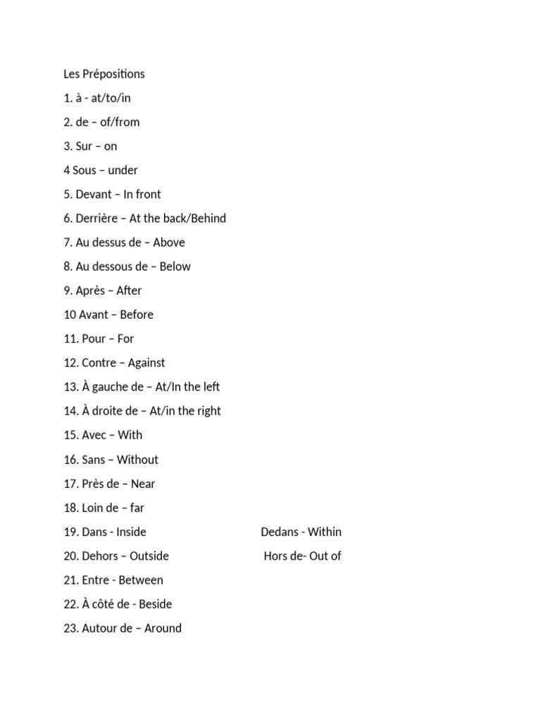 Guide des prépositions en français | PDF