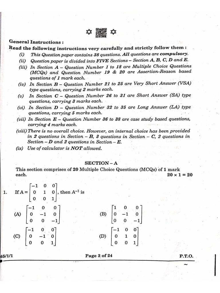 Maths Board Paper | PDF