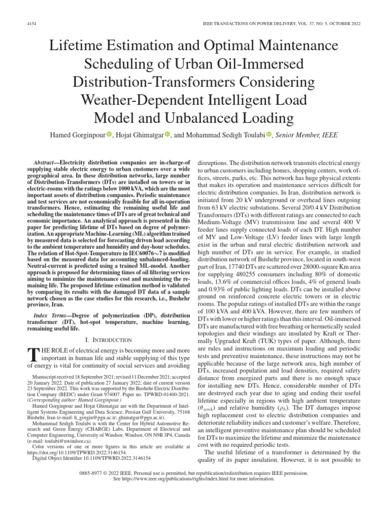 Lifetime Estimation and Optimal Maintenance Scheduling of Urban Oil ...
