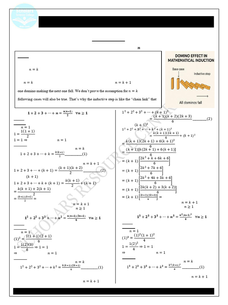 Chapter 7 Mathematical Induction & Binomial Theorem | PDF ...