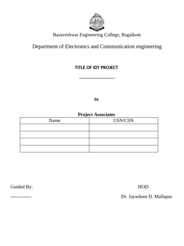 IDT Project Synopsis Format | PDF