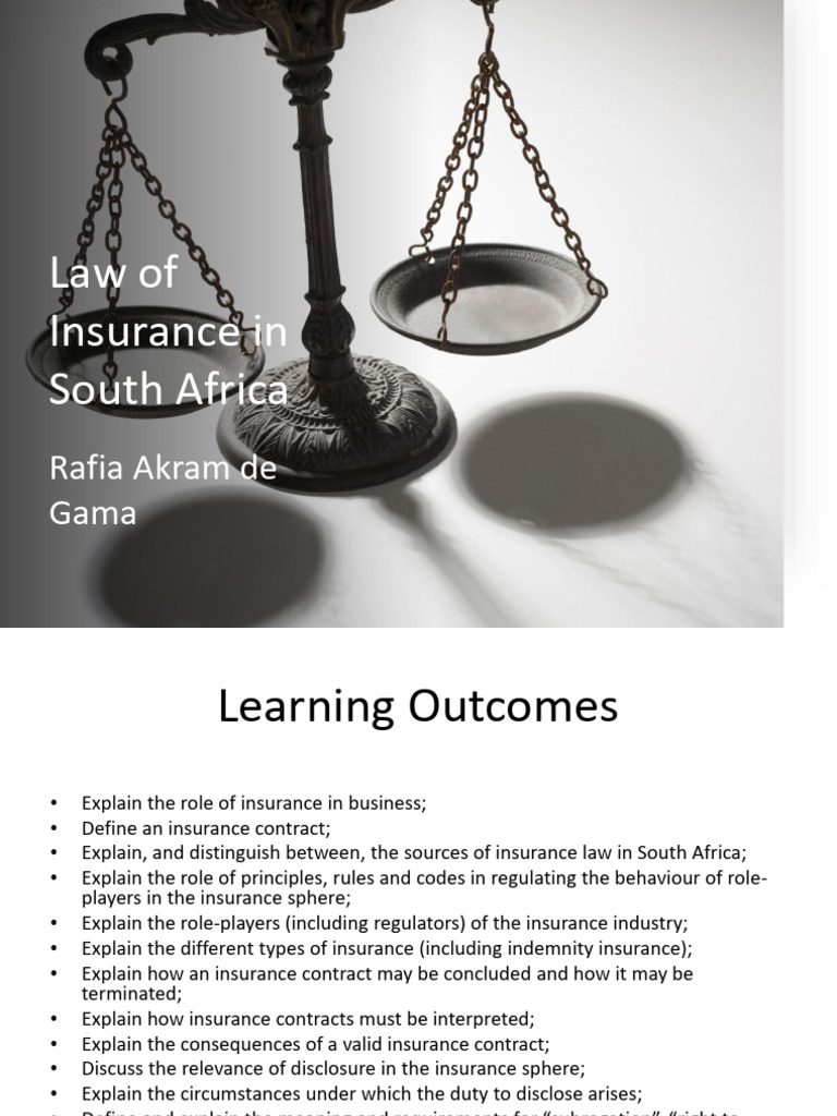 Law of Insurance in South Africa KRG 201 | PDF | Indemnity | Insurance