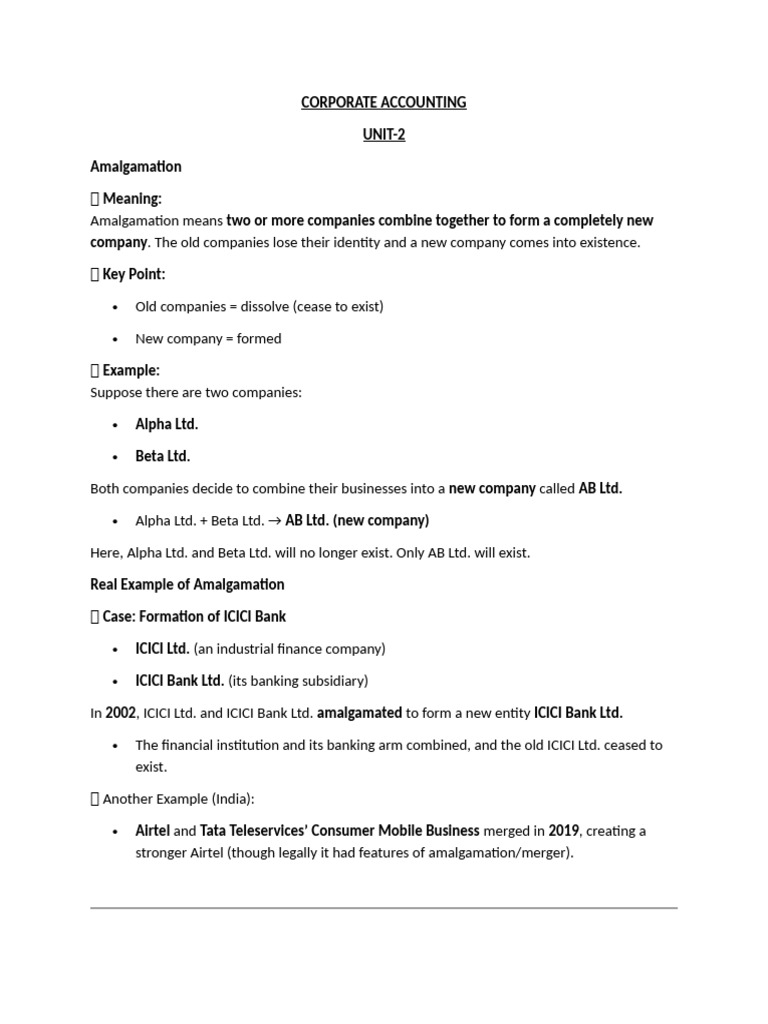 Corporate Accounting Unit-2 | PDF | Goodwill (Accounting) | Book Value