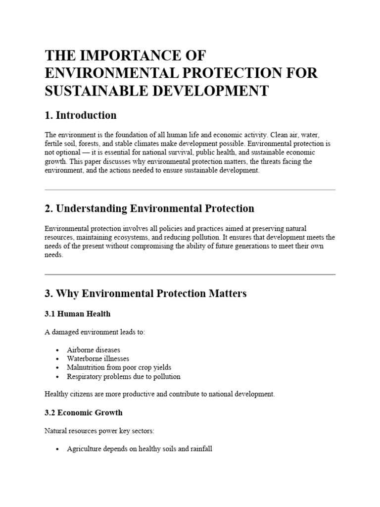 Environmental Protection for Sustainability | PDF | Climate Change ...