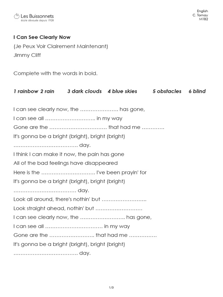 I Can See Clearly Now | PDF | Linguistics