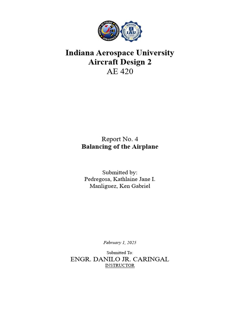 Aircraft Design 2 Report4-Final (Pedregosa - Manliguez) | PDF ...