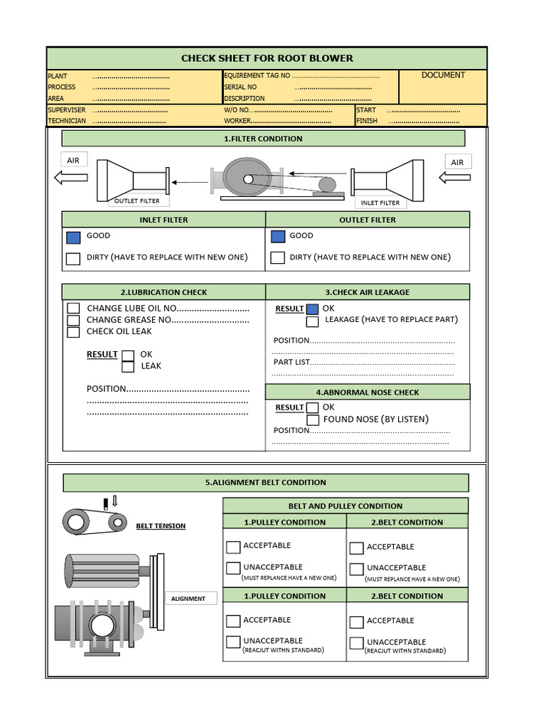 Root Blower Maintenance Checklist | PDF | Lubrication | Mechanical ...