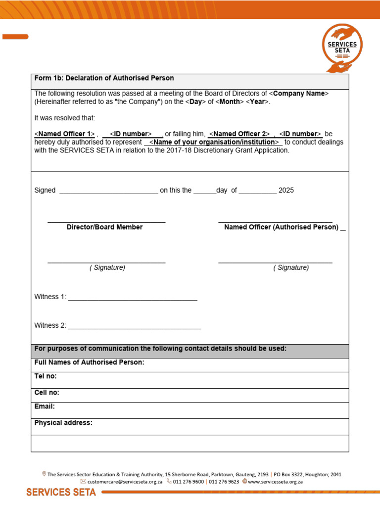 Declaration of Authorized Person Form | PDF