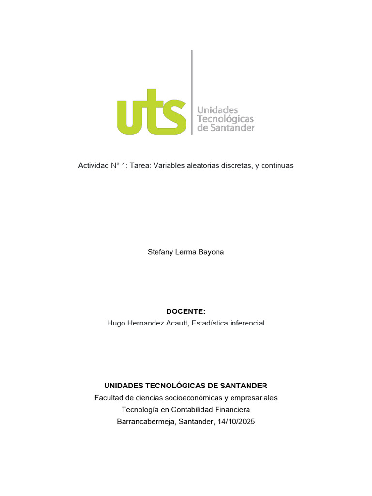 Variables Aleatorias: Discretas y Continuas | PDF | Medición | Decimal